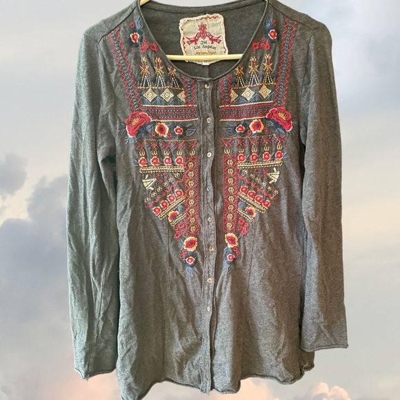 Johnny Was | Tops | Johnny Was Jw Los Angeles Aztec Embroidered Shirt ...